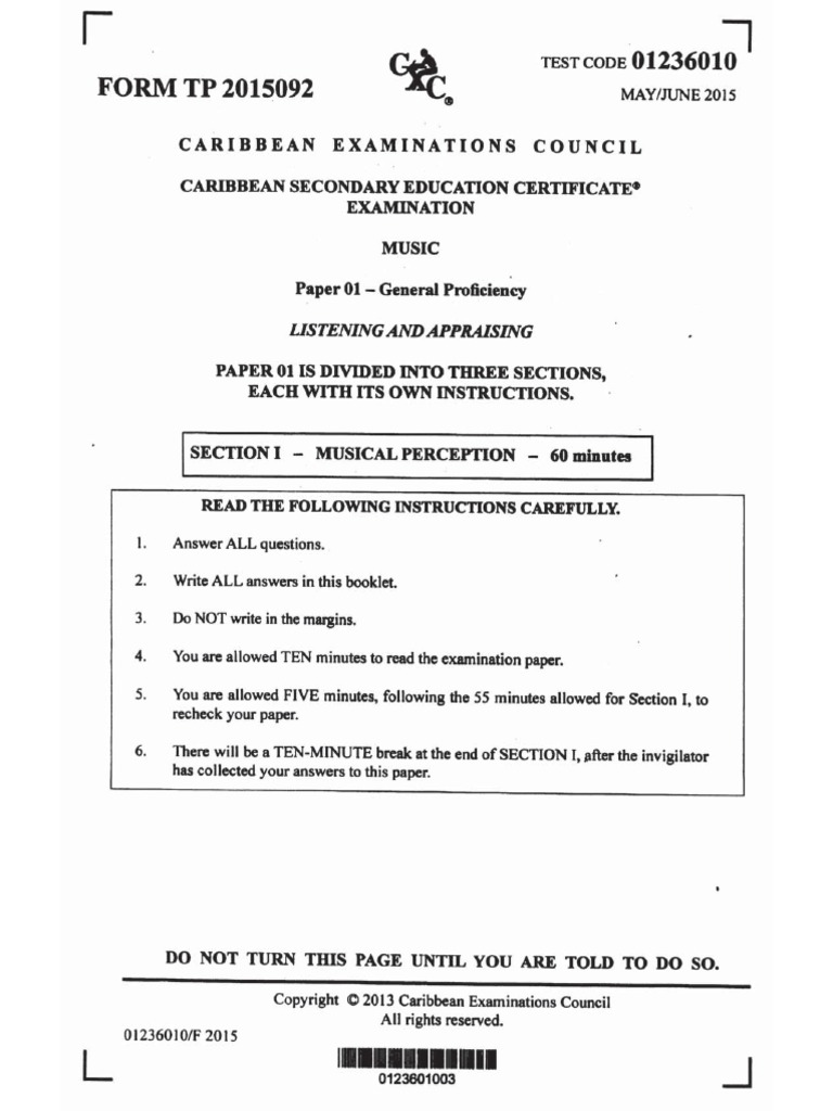 CSEC Music May 2015 | PDF