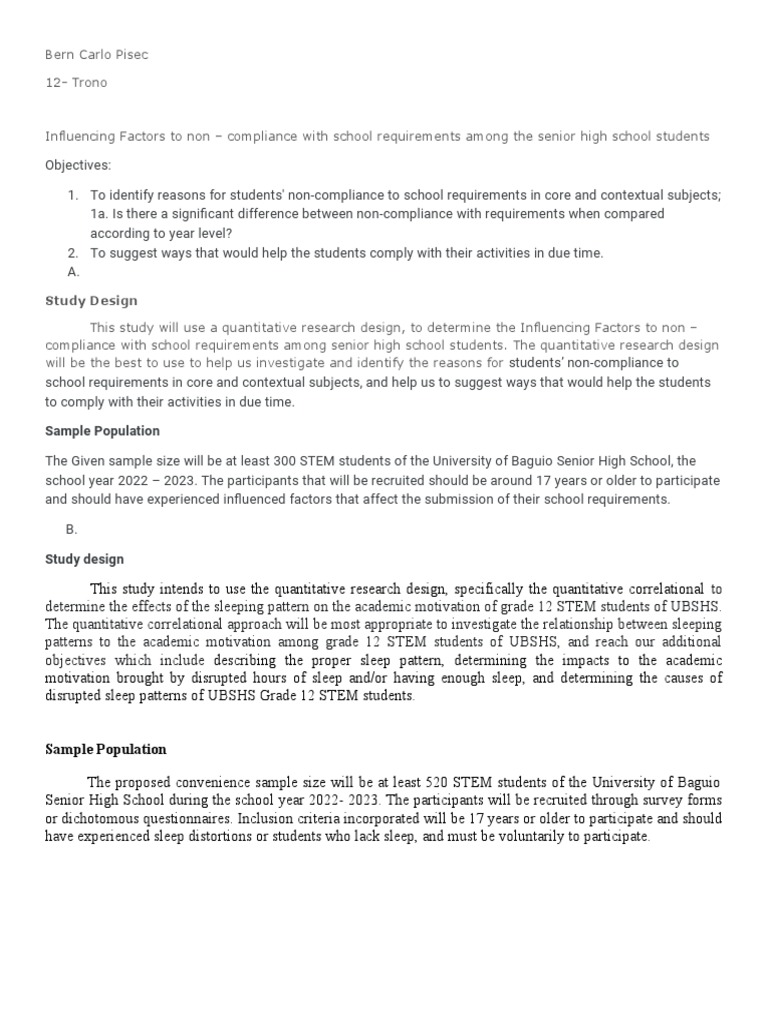Writing The Study Design and Sample Population RESEARCH | PDF ...