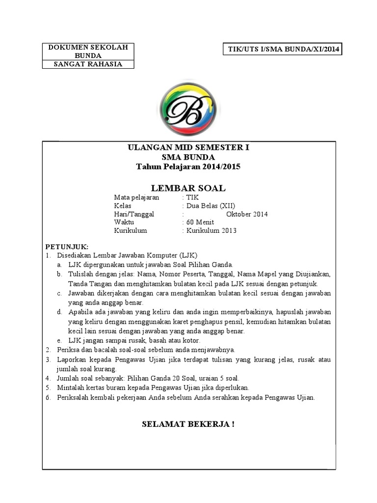 Uts TIK Kls 12 | PDF