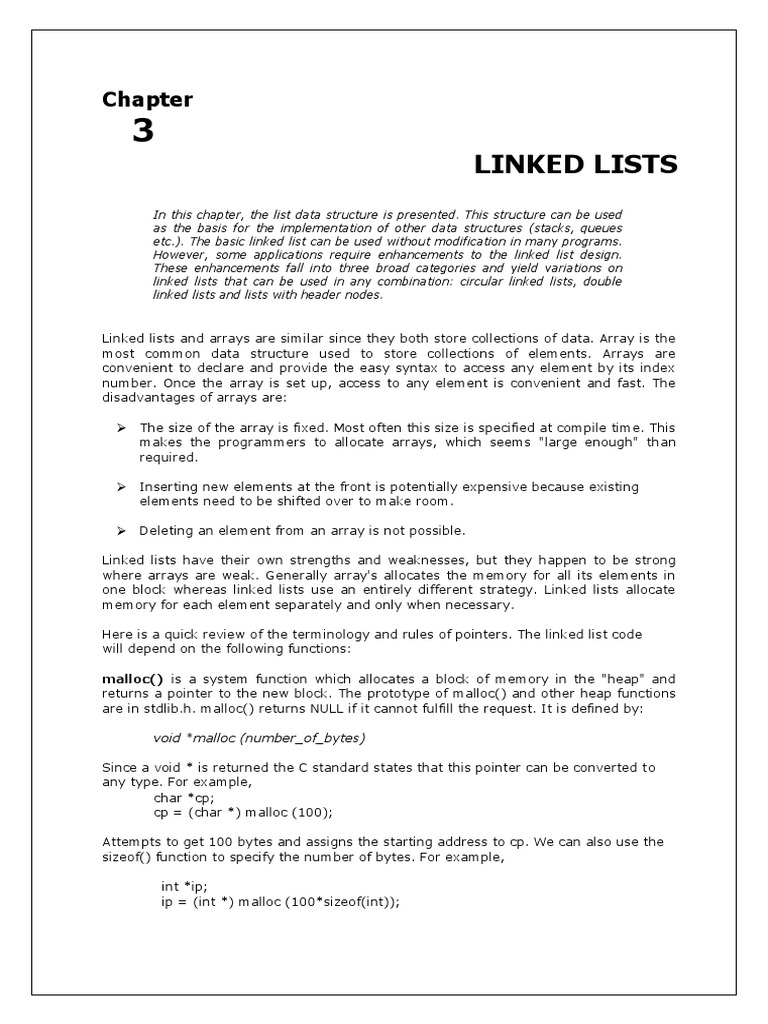 Understanding Linked Lists in Data Structures | PDF | Pointer (Computer ...
