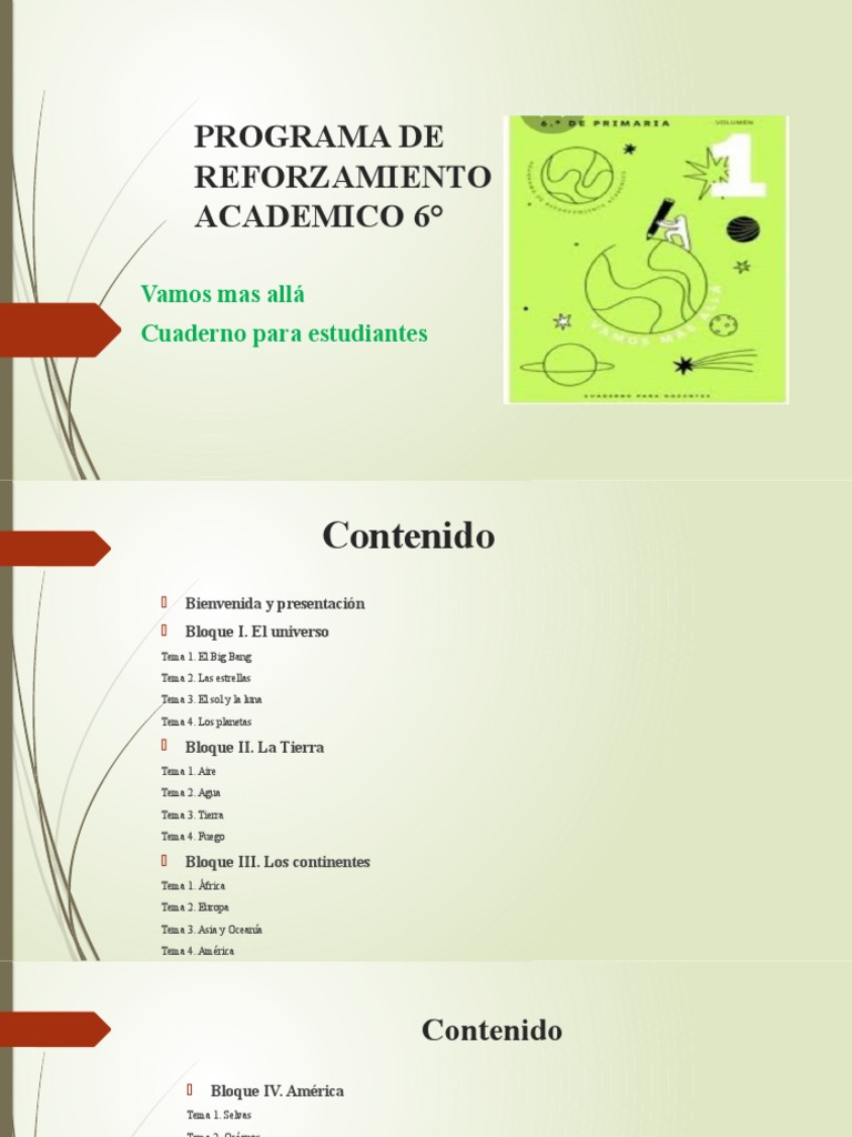 PROGRAMA DE REFORZAMIENTO ACADEMICO 6° Equipo 2 | PDF | Universo | Cognición