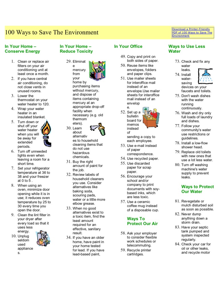 100 Ways To Save The Environment | PDF | Reuse | E Commerce