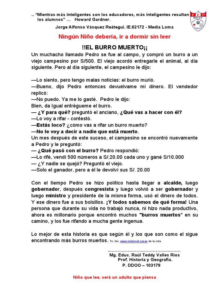 La Historia del Burro Muerto | PDF