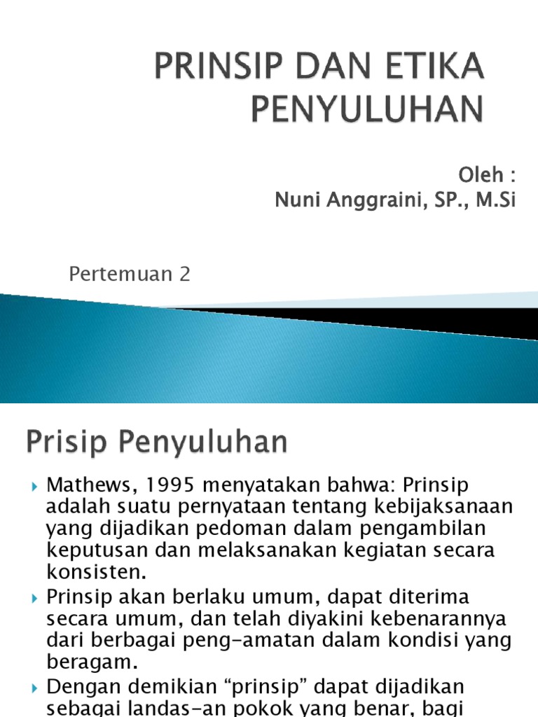 Prinsip Dan Etika Penyuluhan | PDF