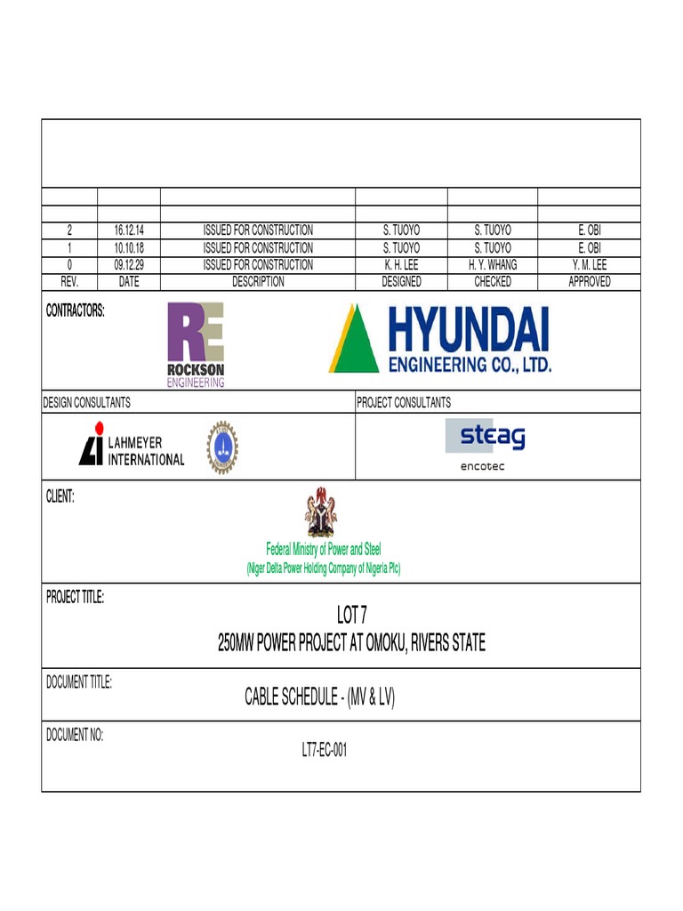 IFCO Lot 7 250MW Power Project MV Cable Schedule | PDF | Energy ...