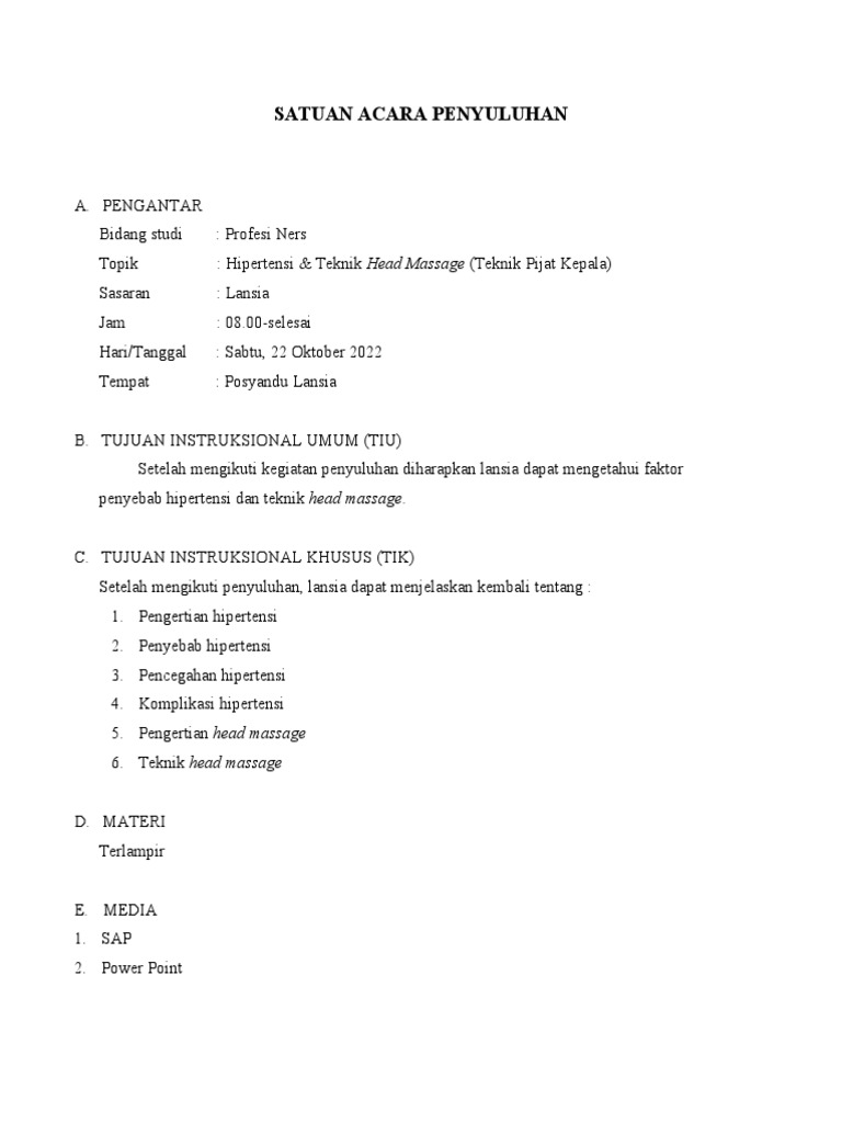 SAP Head Massage | PDF