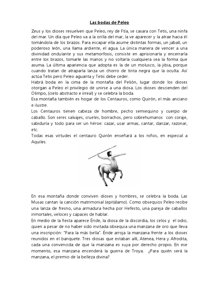 Resumen Las Bodas de Peleo | PDF