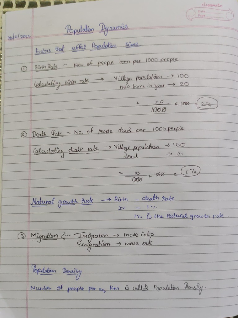Population Dynamics Notes | PDF