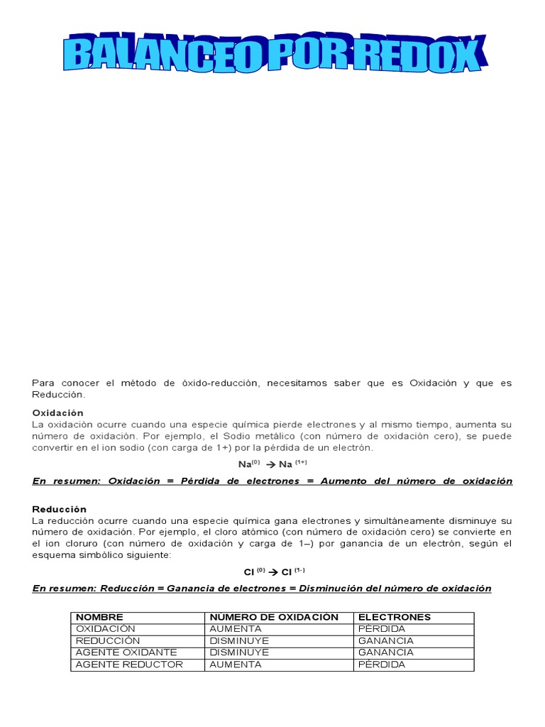Balanceo Redox | PDF