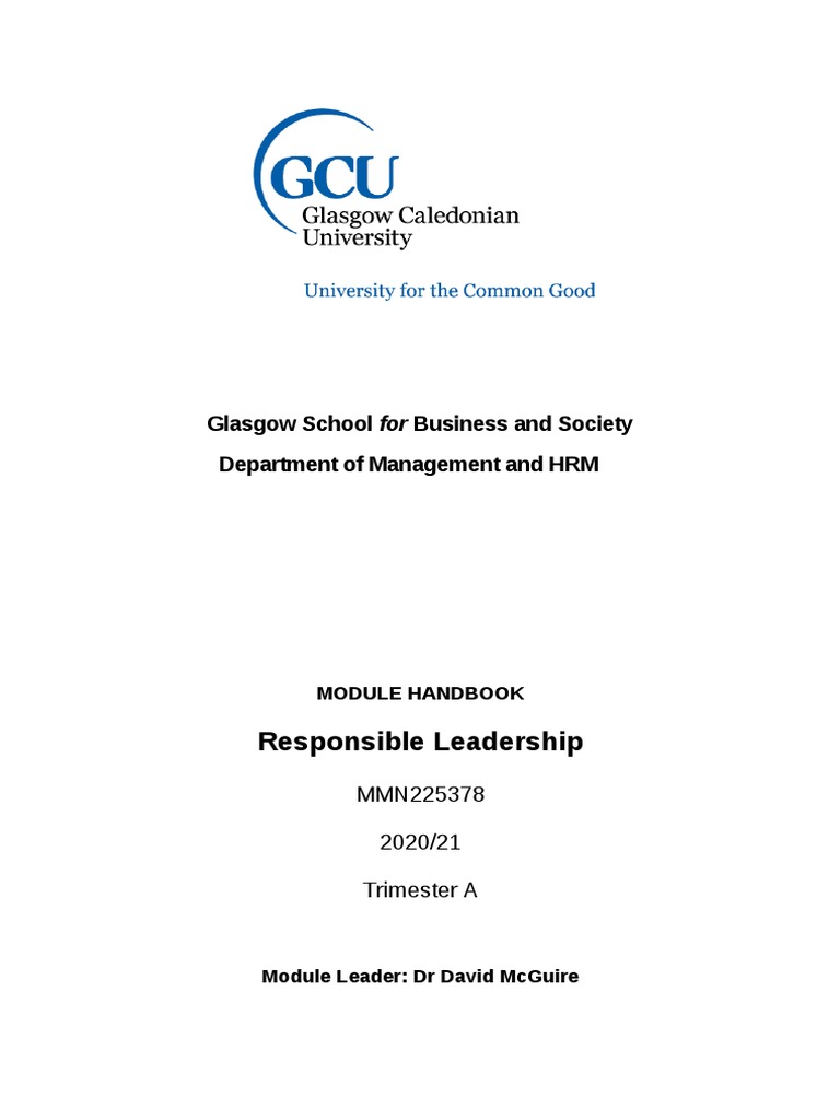MMN225378 Responsible Leadership Module Handbook Trim A 20-21-1 1 | PDF ...