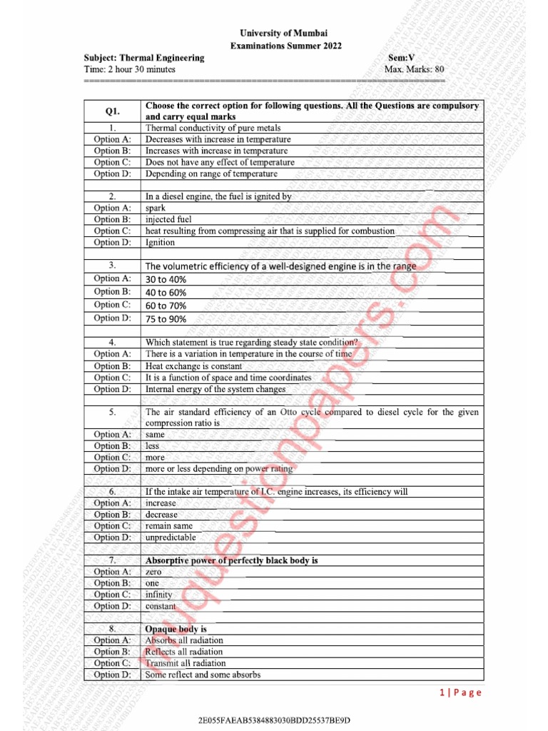 Be Mechanical Engineering Semester 5 2022 May Thermal Engineeringrev 2019 C Scheme | PDF