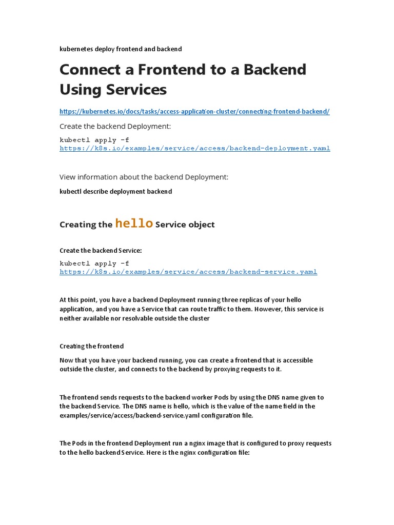 Kubernetes Deploy Frontend and Backend | PDF Kubernetes Deploy Frontend and Backend | PDF