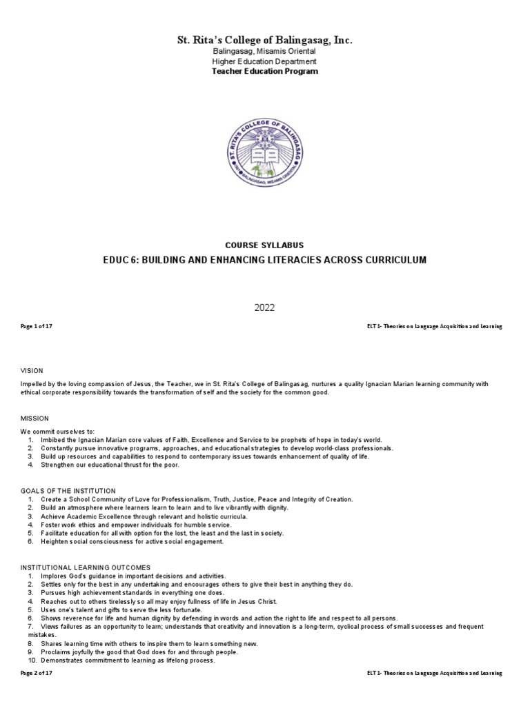 Educ 6 Syllabus | PDF