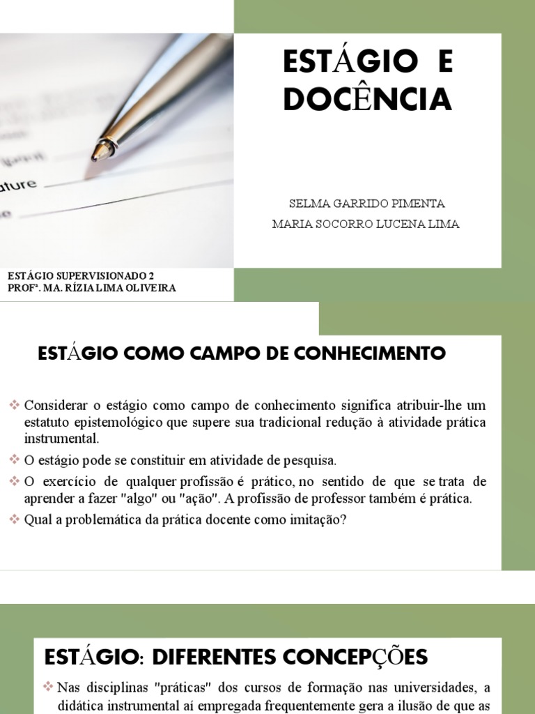 Aula Livro Estágio e Docência | PDF | Práxis | Pedagogia