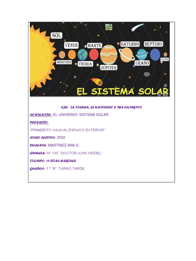 Proyecto Universo Sistemasolar 2022 Primer Grado | PDF | Ciencia y ...