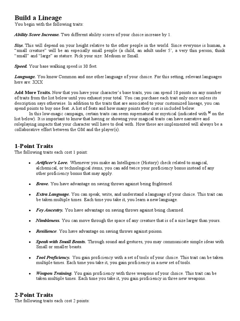 Customizing 'Race' For D&D 5e | PDF | Role Playing Games