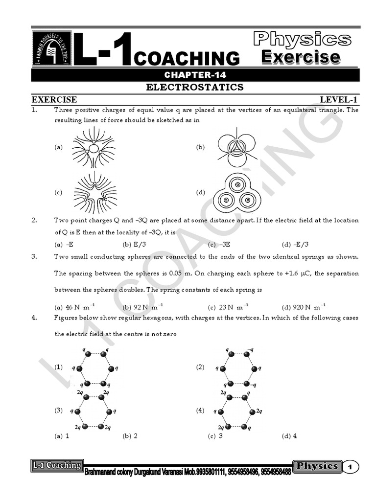 Electrostatics Exercise | PDF | Capacitor | Capacitance
