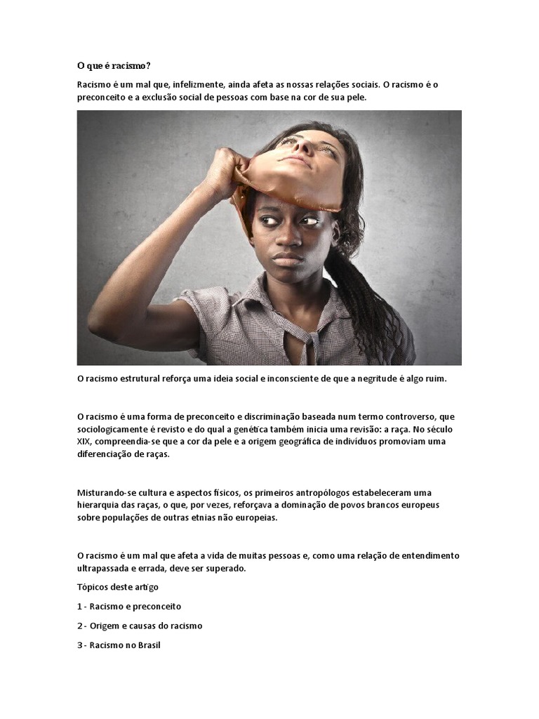 O Que É Racismo | PDF | Racismo | Discriminação e relações raciais