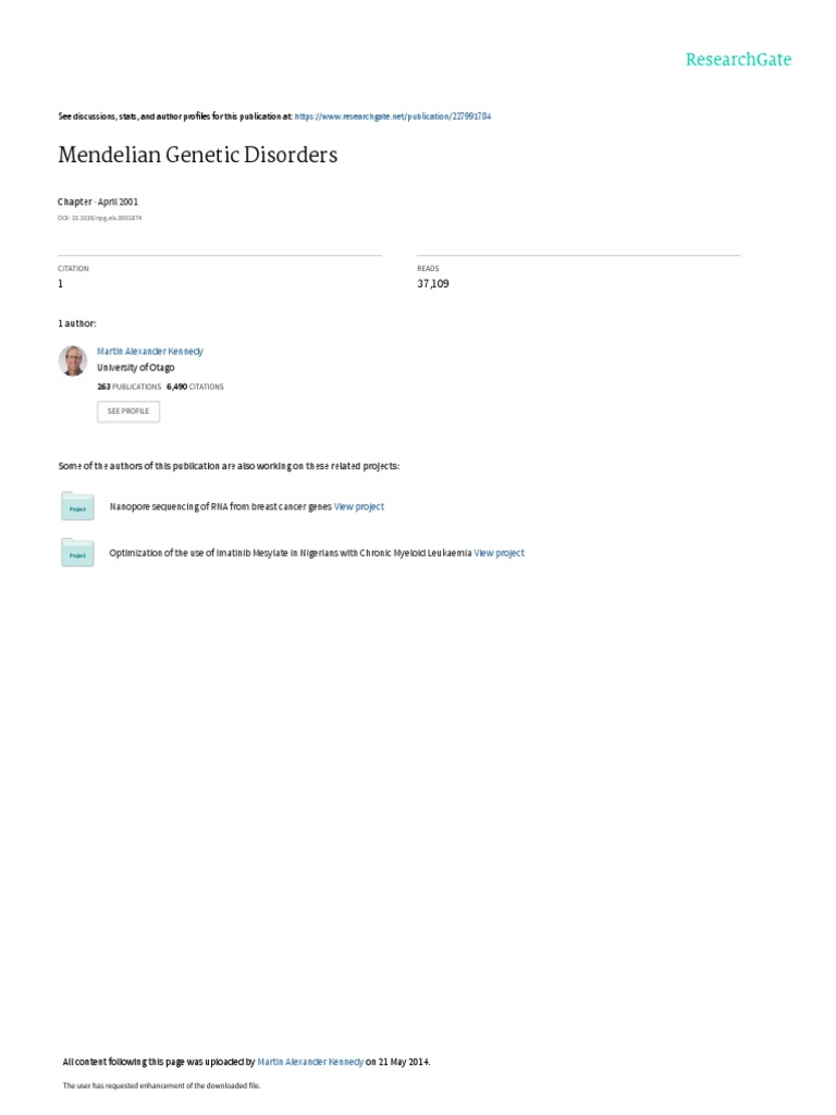Mendelian Genetic Disorders | PDF