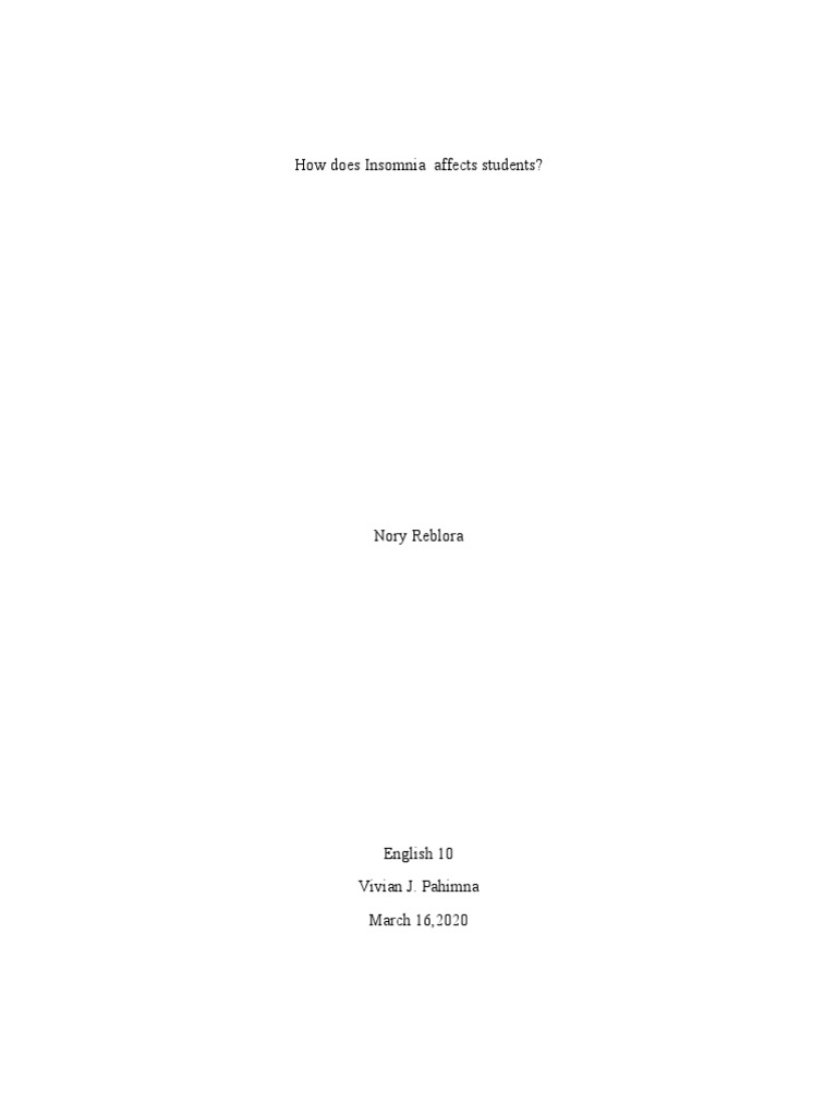How Does Insomnia Affects Students RESEARCH PAPER | PDF