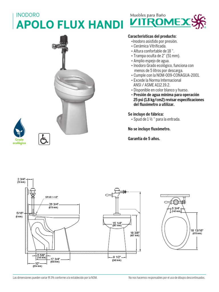 Inodoro Apolo Flux Handi Vitromex | PDF