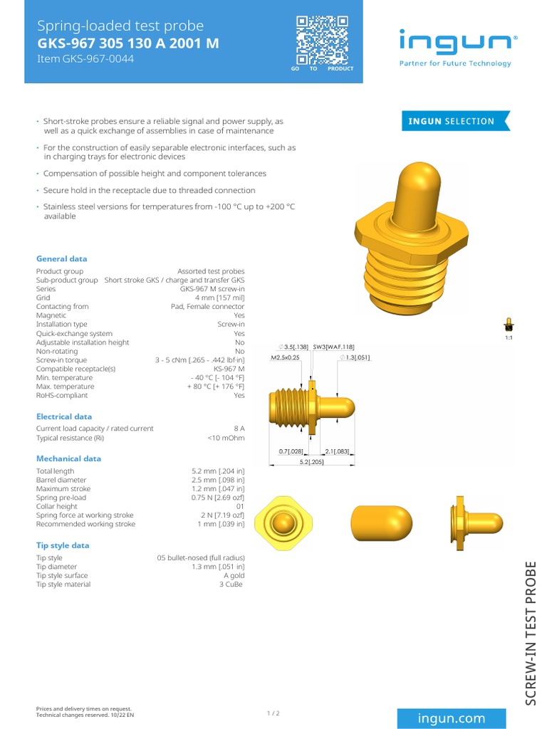 INGUN GKS-967 305 130 A 2001 M GKS-967-0044 EN Datasheet | PDF | Ac Power Plugs And Sockets ...