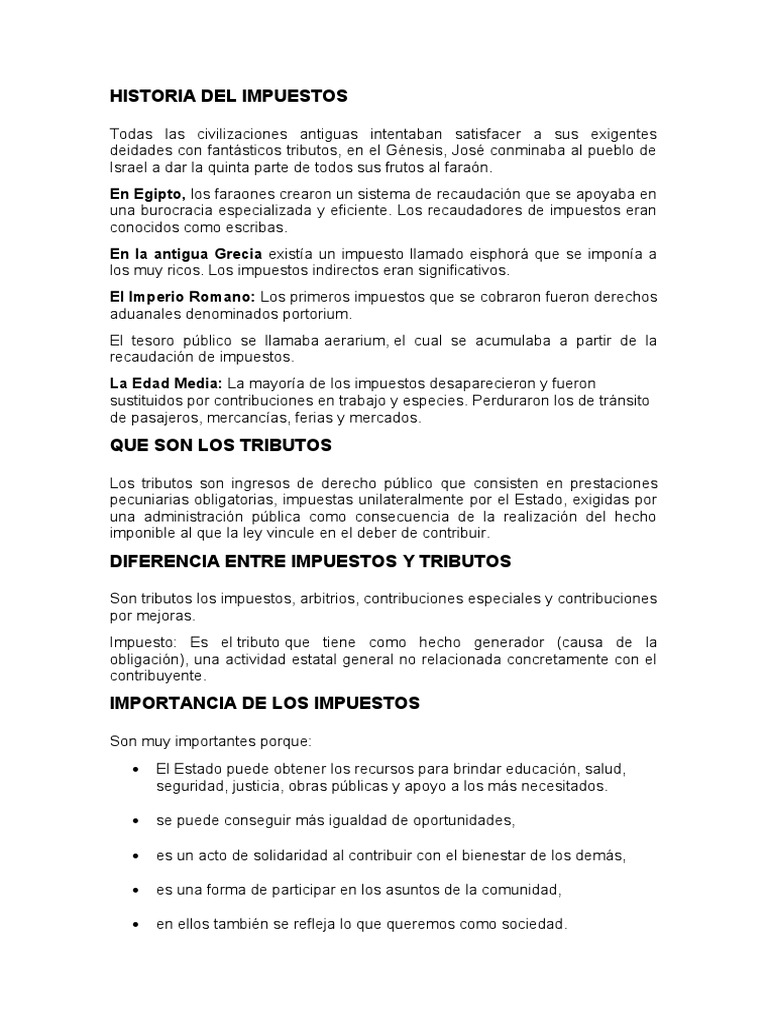 Historia de Los Impuestos | PDF | Impuestos | Economias