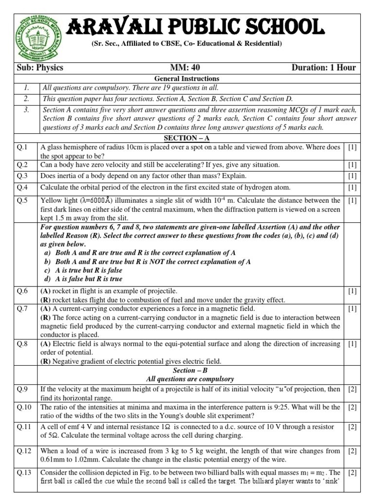 Teacher Test Paper Physics | PDF