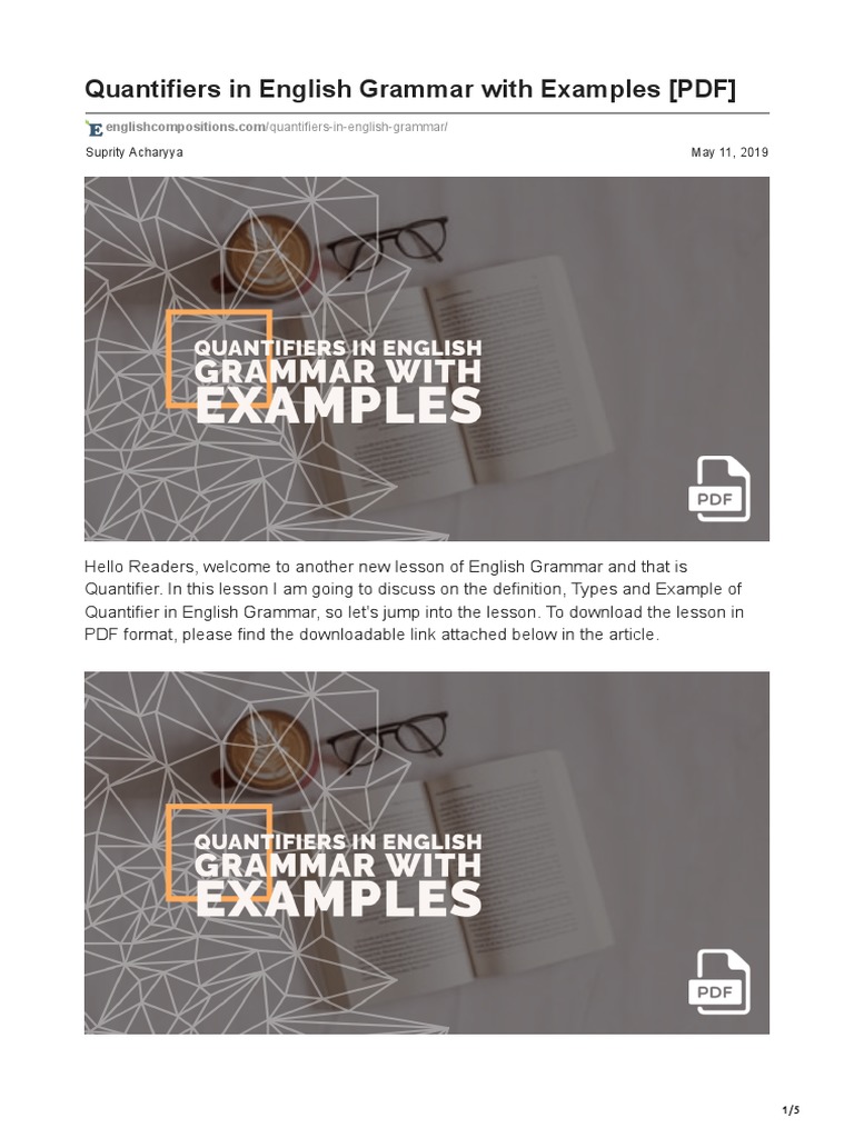 Quantifiers in English Grammar Explained | PDF | Noun | Quantity