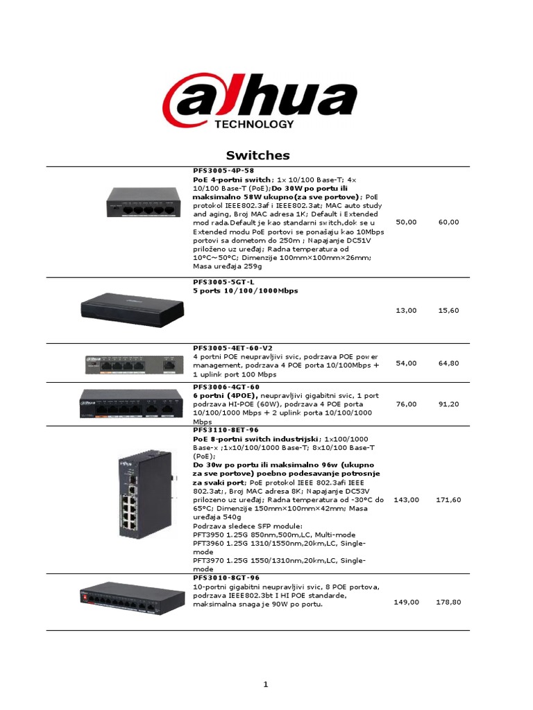 Dahua - Switches | PDF