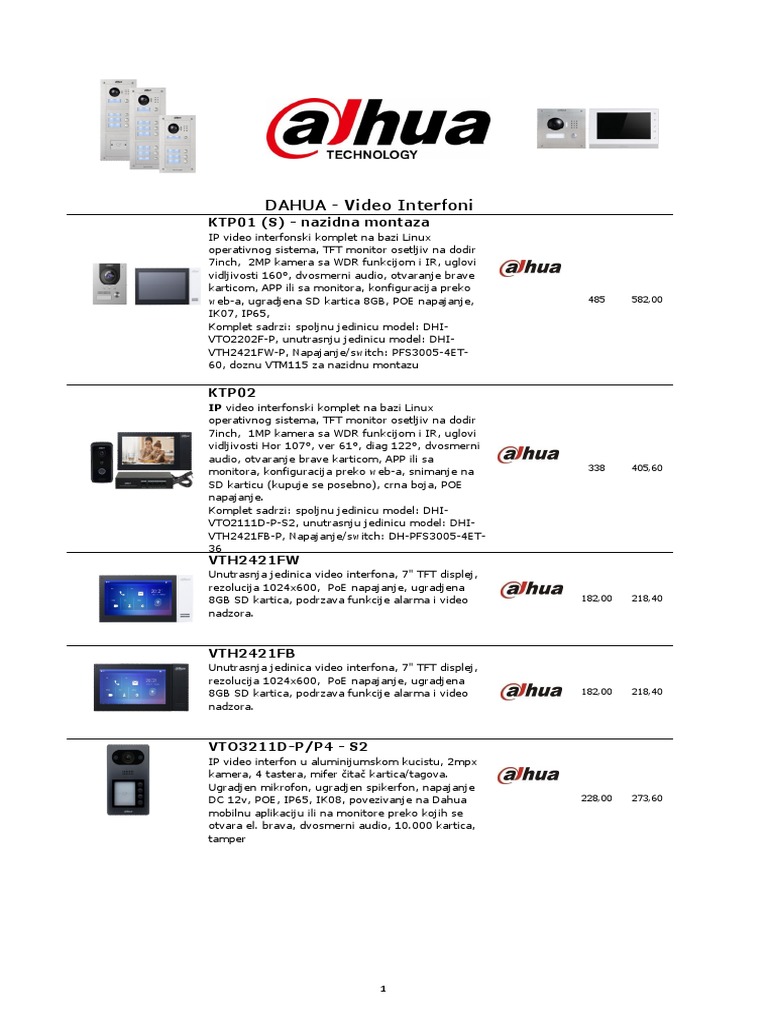 DAHUA - Video Interfoni | PDF