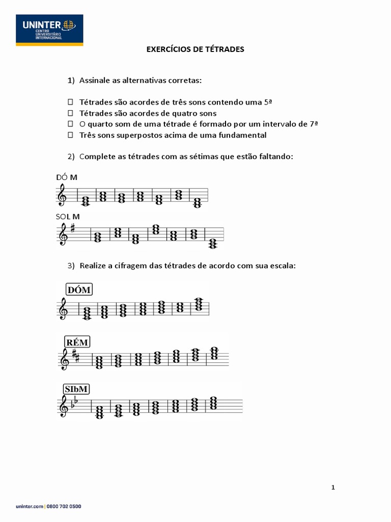 5 Exercicios de Tetrades | PDF