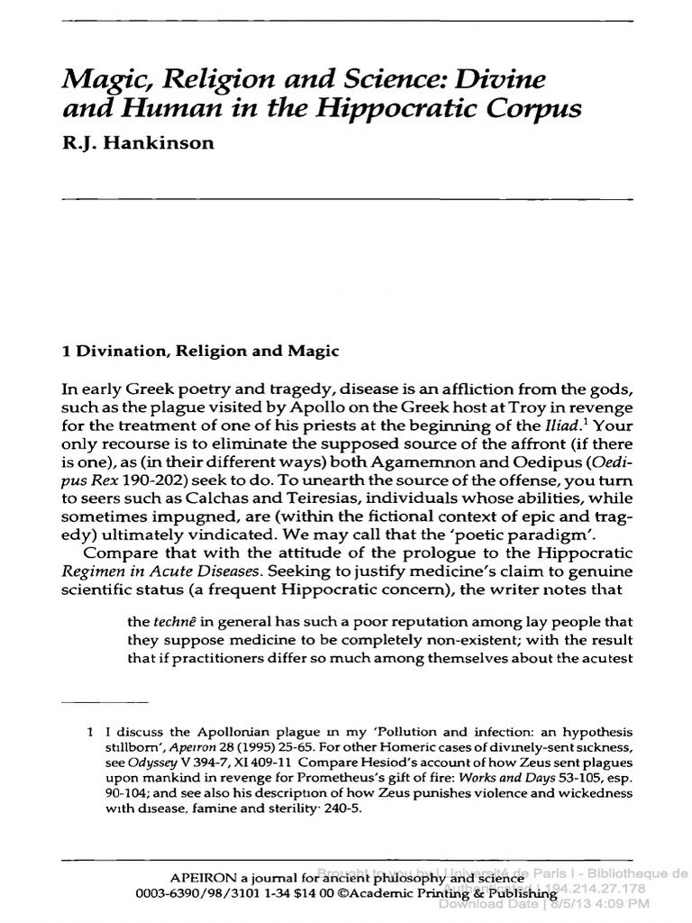 Hankinson R.J. Magic, Religion and Science, 1998, Germany | PDF | Iliad ...