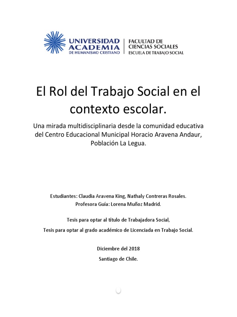 El Rol Del Trabajo Social en El Contexto Escolar. Una Mirada ...