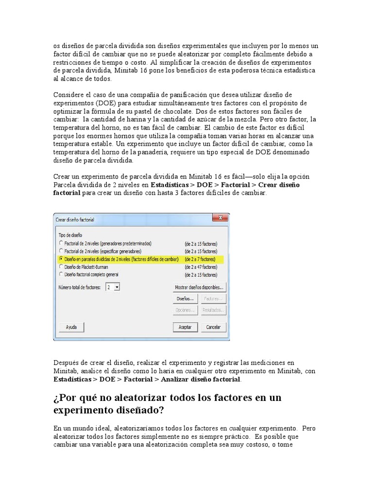 Diseño de Parcelas Divididas en Minitab | PDF | Informática | Tecnología
