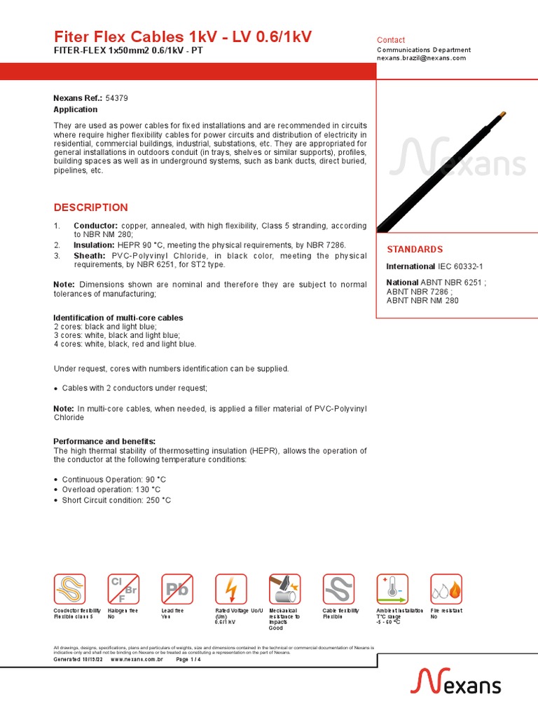 Nexans 54379 | PDF | Electrical Conductor | Insulator (Electricity)