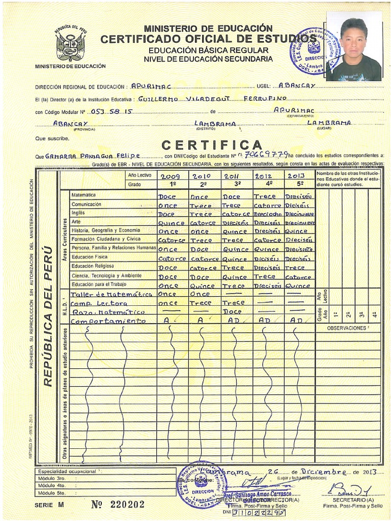 Certificado de Estudios | PDF