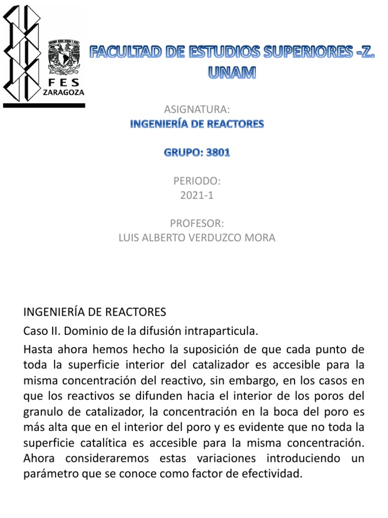 Factor de Efectividad y Módulo de Thiele Reacciones Heterogéneas 13 - 2 ...