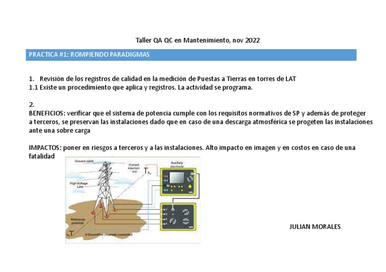 PRACTICA 1 - JULIAN MORALES - DISTROCUYO SA. Taller QA QC en Mantenimiento, Nov 2022 | PDF