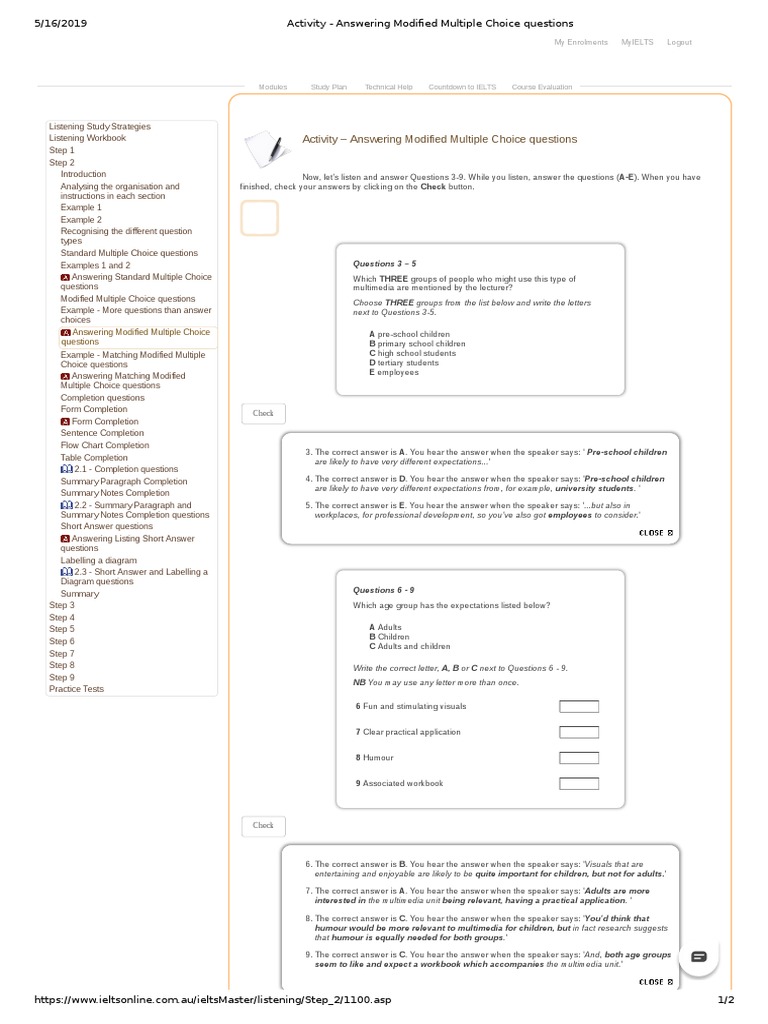 11 Activity - Answering Modified Multiple Choice Questions | PDF ...