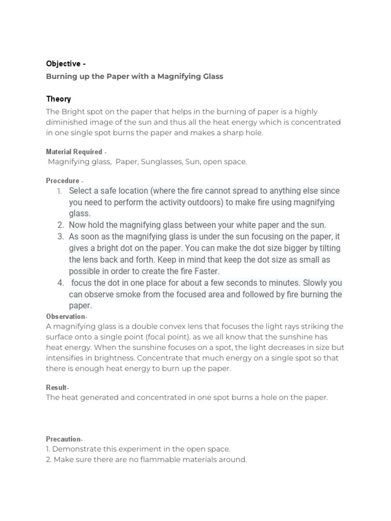 Burning Up The Paper With A Magnifying Glass | PDF
