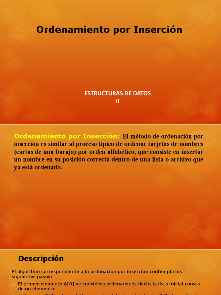 Algoritmo de Ordenamiento Por INSERCION 2022 | PDF Algoritmo de Ordenamiento Por INSERCION 2022 | PDF