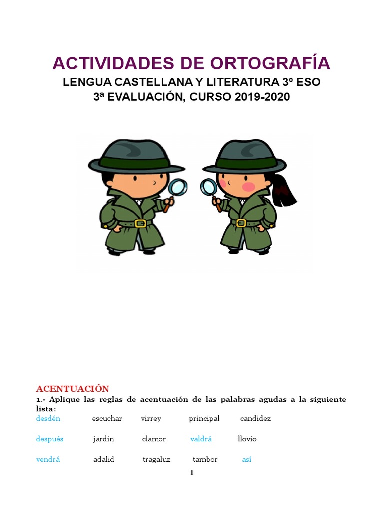 Actividades de Ortografía 1 | PDF