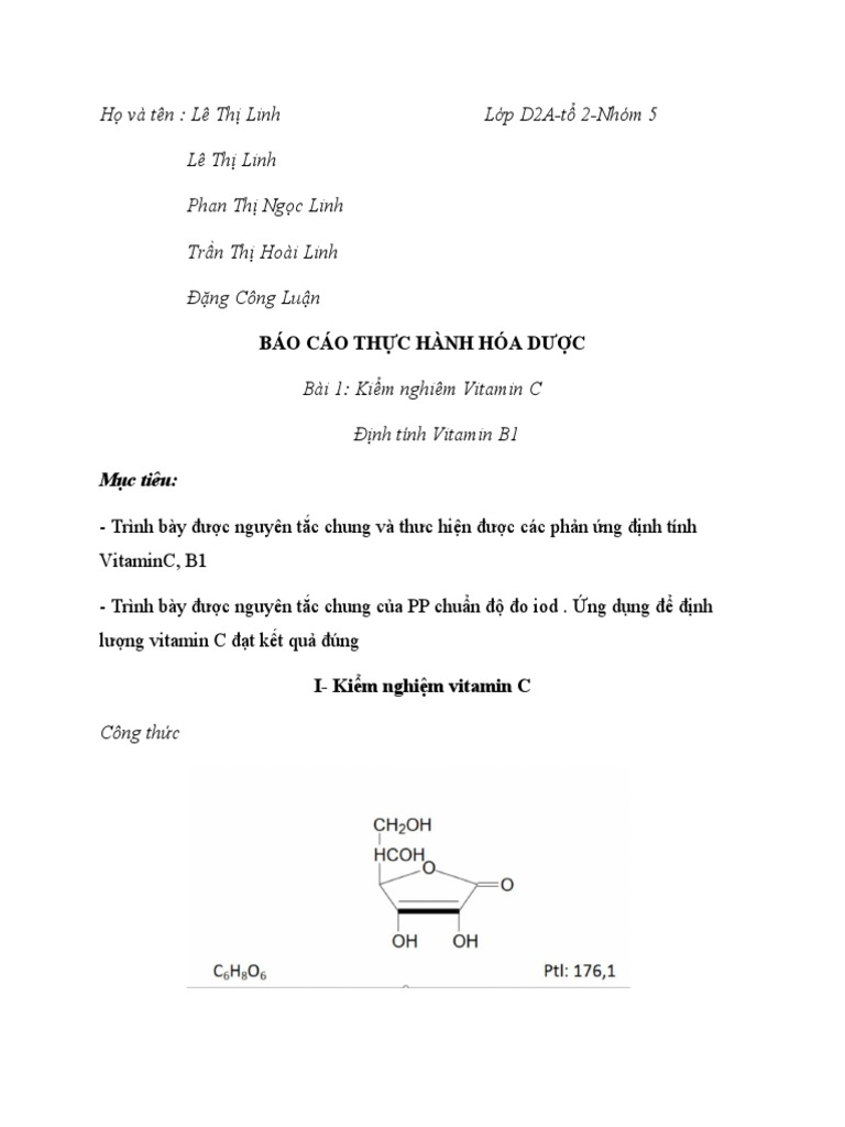 Báo Cáo TH C Hành Hóa Dư C | PDF