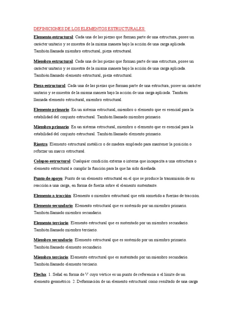 Definición de Elementos Estructurales | PDF | Acero | Doblar