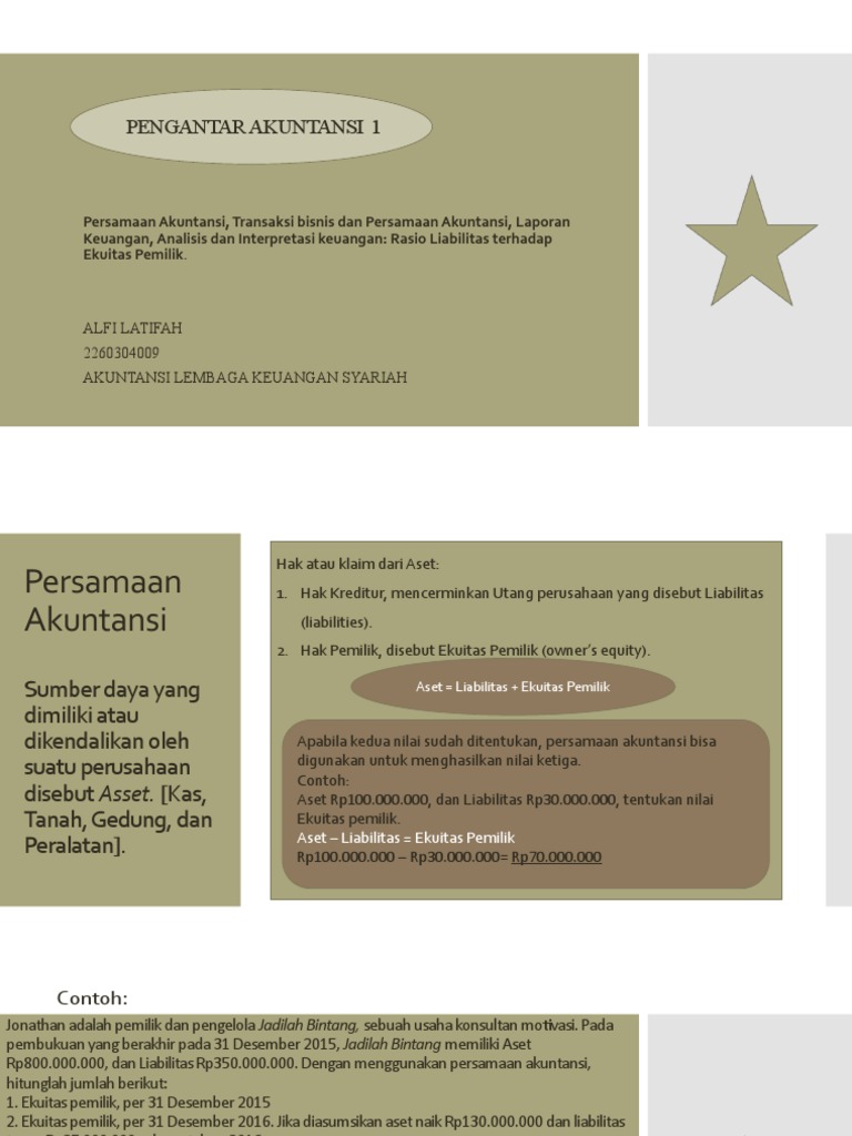 PPT. Persamaan Akuntansi Alfi Latifah (ALKS) | PDF
