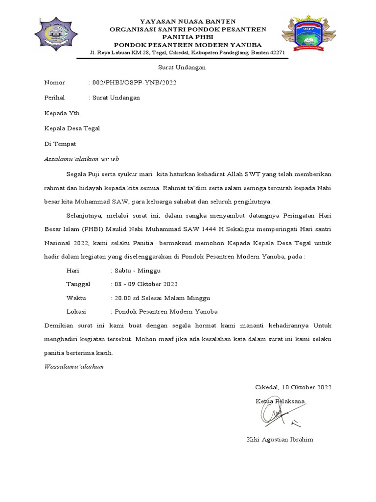 Surat Undangan Phbi | PDF