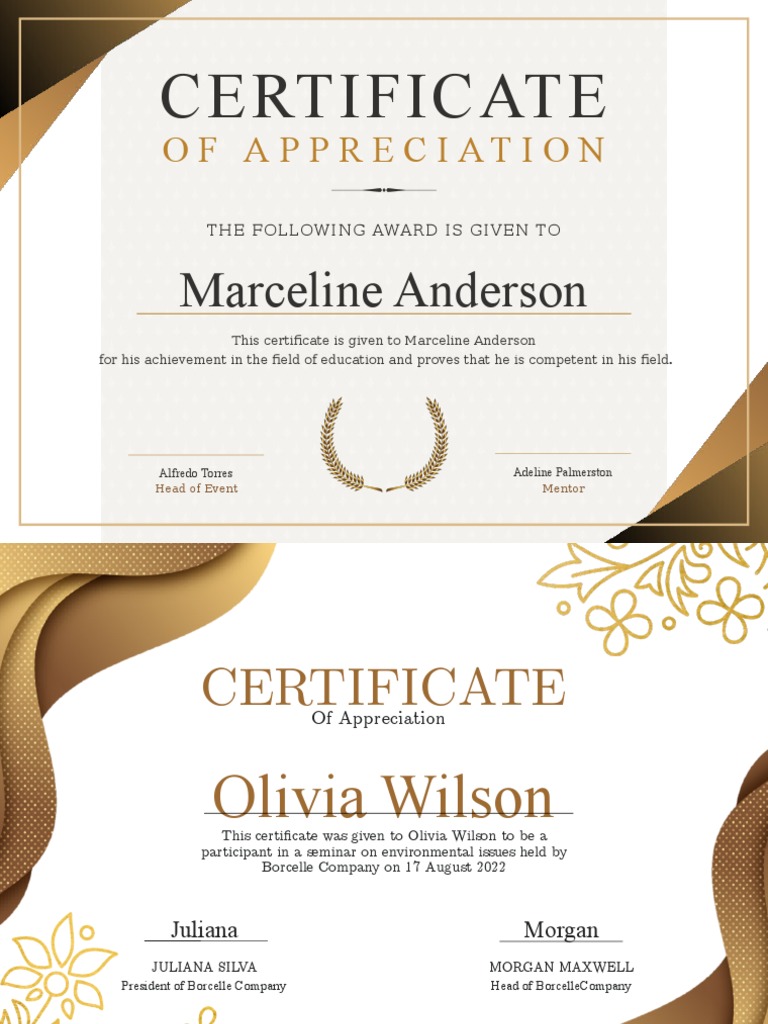 Golden Elegant Certificate of Appreciation | PDF