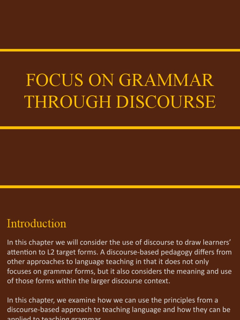 Focus On Grammar Through Discourse Pdf Second Language Question
