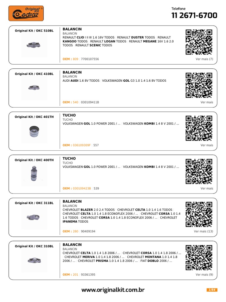 CATALAGO CEDRAZ Linha de Motor | PDF | Industries | Chevrolet